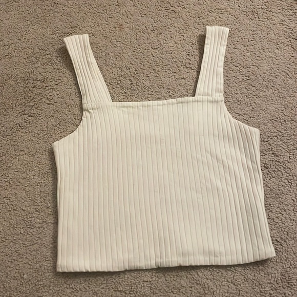 American Eagle Outfitters | Tops | Ribbed White Squareneck Tank Top ...